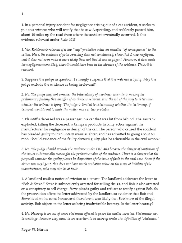 Evidence Quiz | PDF | Witness Impeachment | Burden Of Proof (Law)