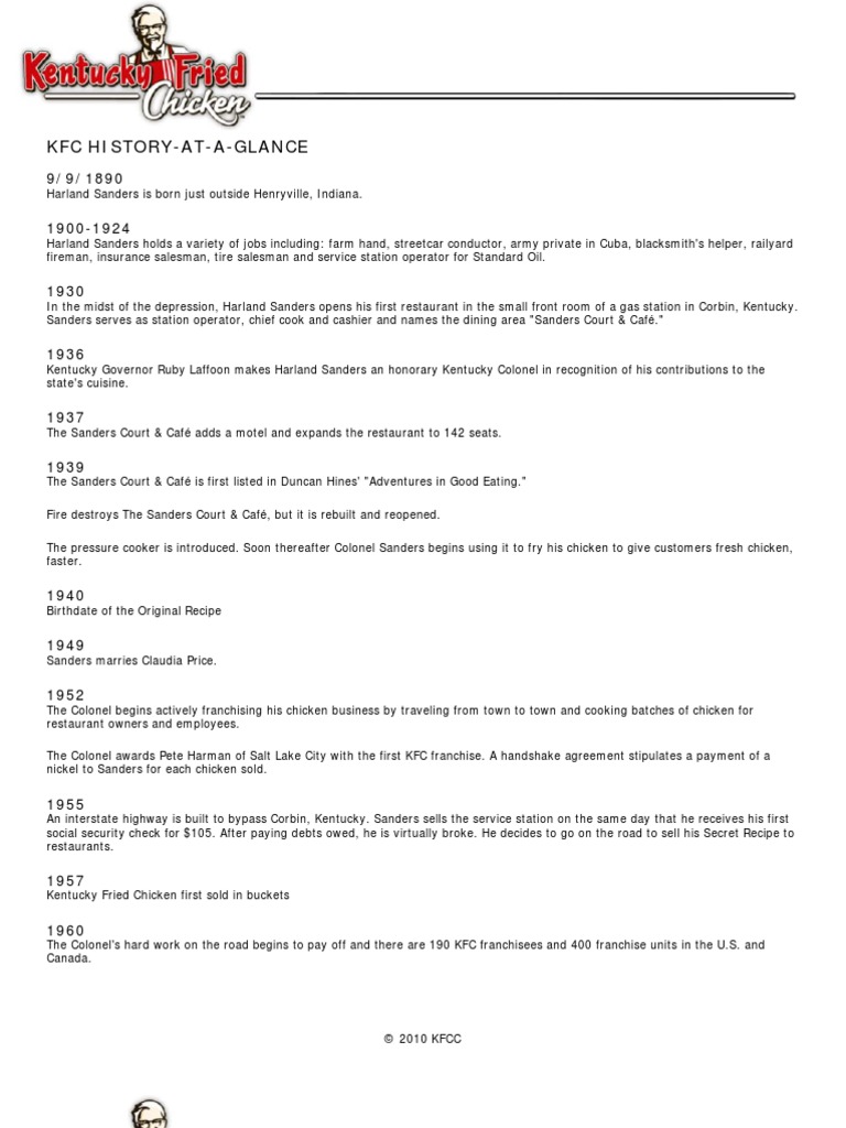 Timeline KFC | PDF | Food And Drink | Cooking