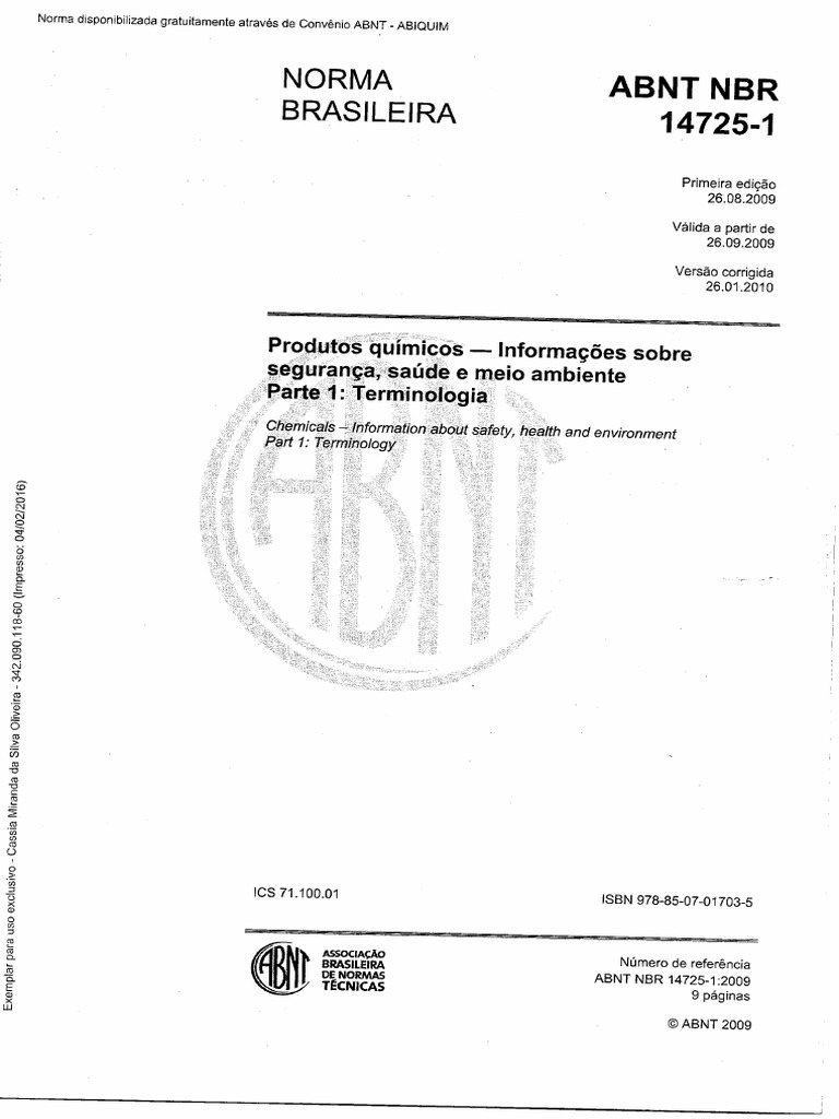 Abnt NBR 14725-1 | PDF