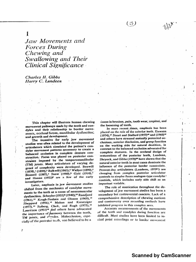 Gibbs. Jaw Movements and Forces During Chewing and Swallowing and Their ...