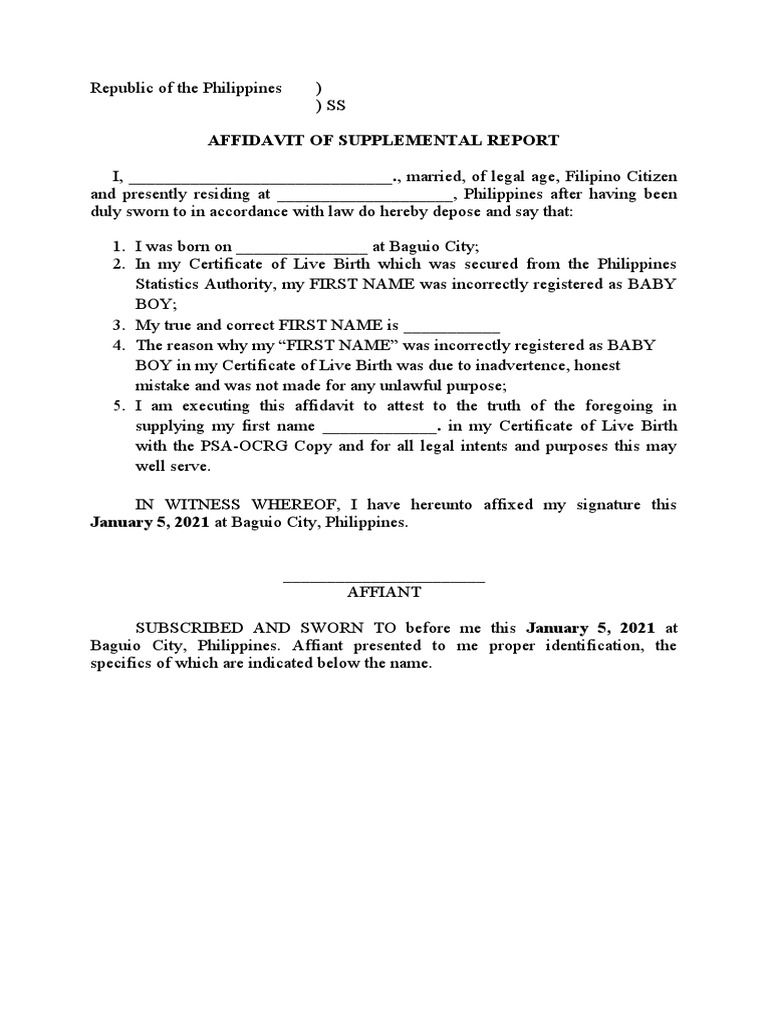 Affidavit of Supplemental Report | PDF