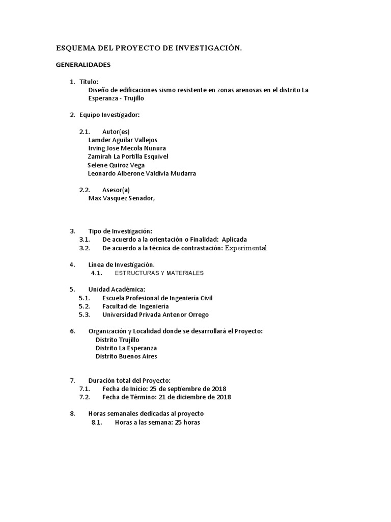 Esquema Del Proyecto de Investigación | Descargar gratis PDF | Science ...