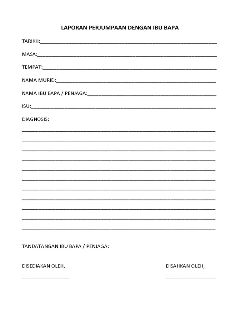Laporan Perjumpaan Dengan Ibu Bapa | PDF