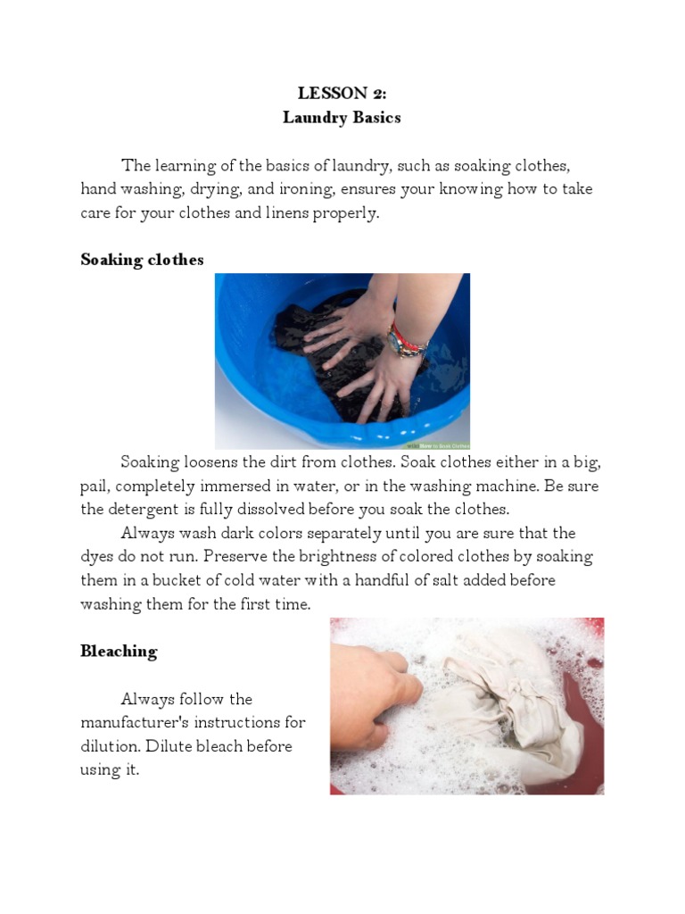 Lesson 2 Laundry Basics | PDF | Washing Machine | Laundry