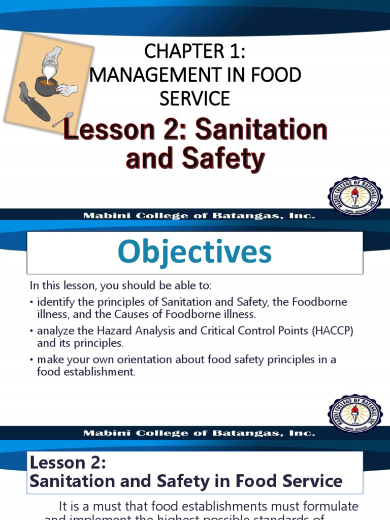 LESSON 2 Sanitation and Safety | PDF | Hazard Analysis And Critical ...