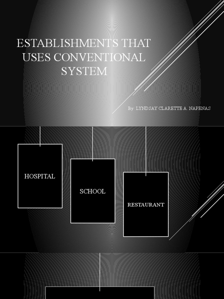 Establishments That Uses Conventional System: By: Lyndsay Clarette A ...