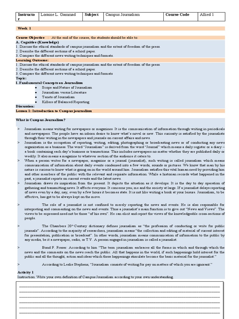 Modular Instruction - Campus Journalism | PDF | Journalism | News