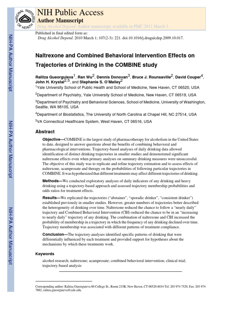 Naltrexone - and - Combined - Behavioral - Inter | PDF | Alcoholism ...