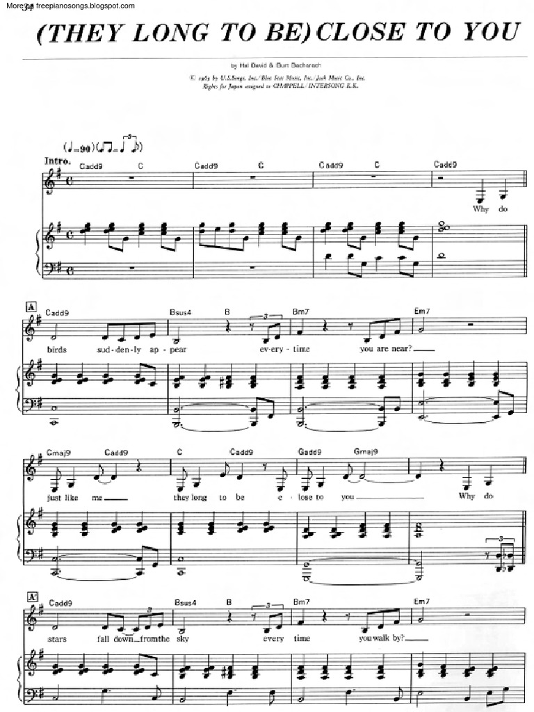 Close To You Piano Sheet Music | PDF