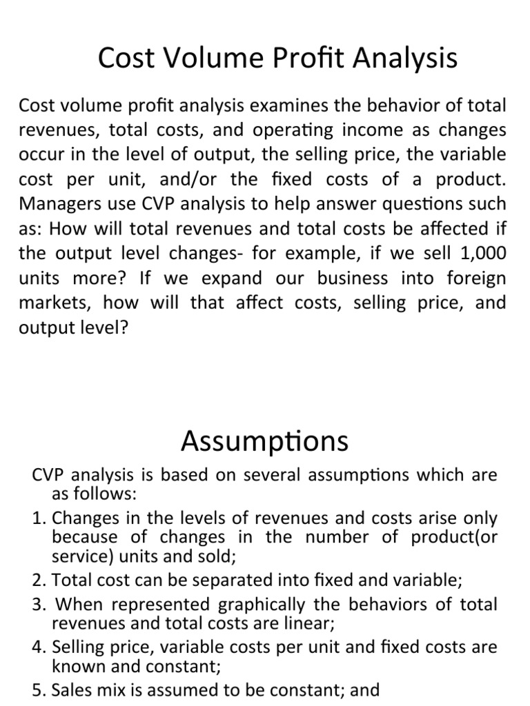 Cost Volume Profit Analysis | PDF