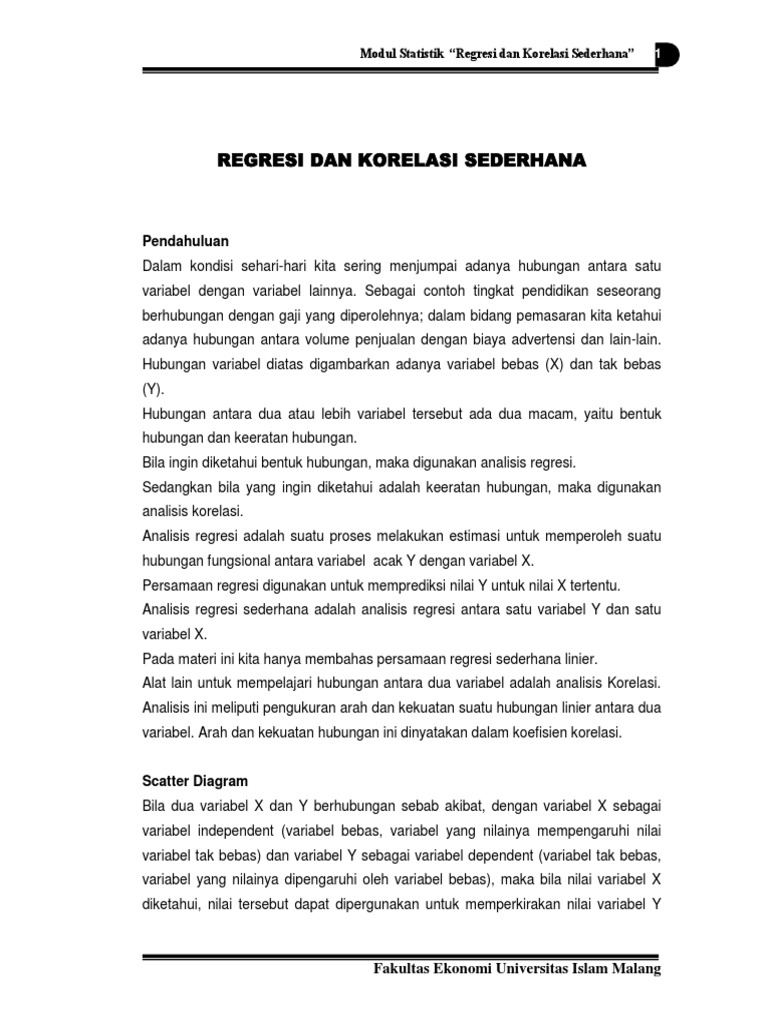 Regresi Dan Korelasi Sederhana | PDF