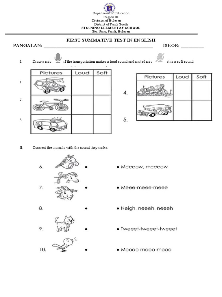 First Summative Test in English | PDF