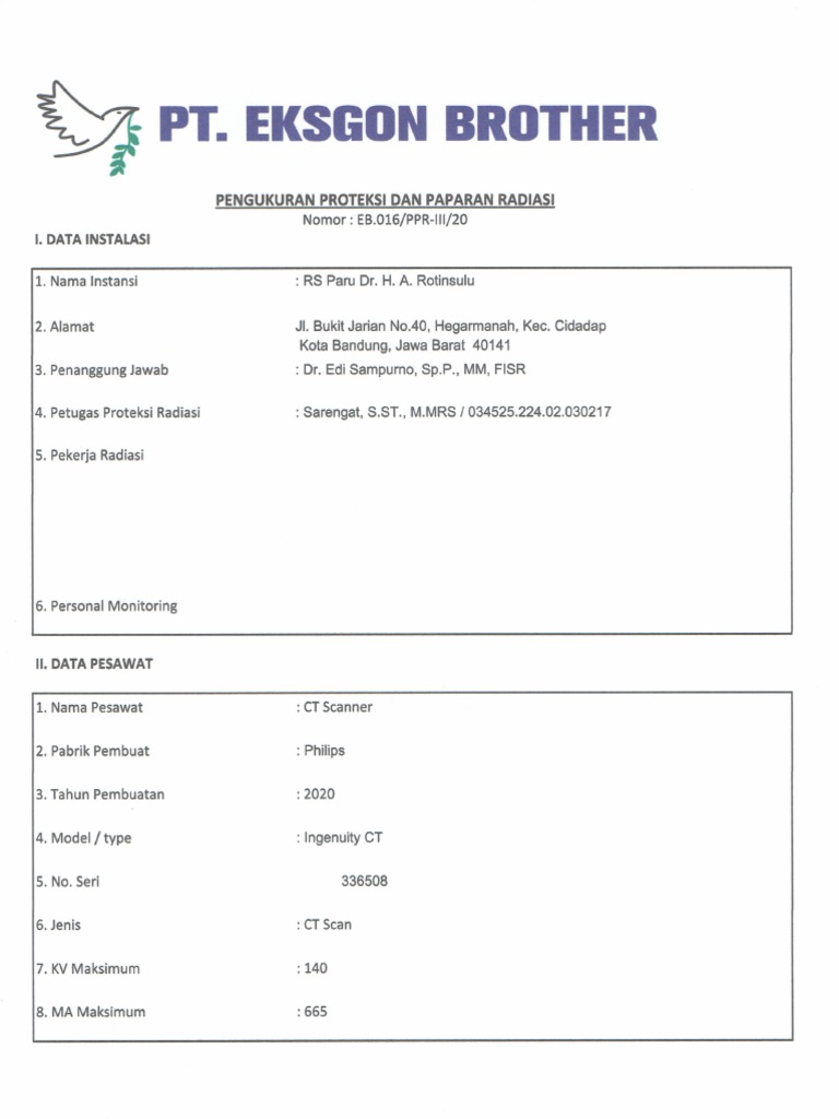 Contoh Hasil Pengukuran Paparan Radiasi CT Scan Philips | PDF