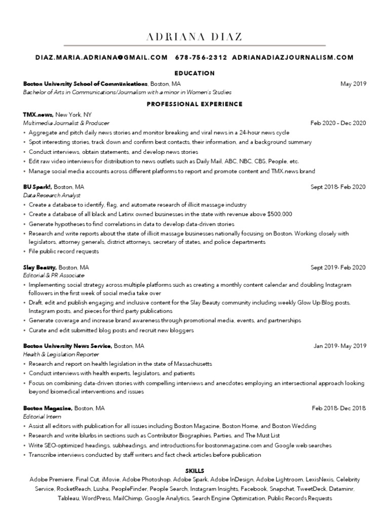 AD Resume | PDF | News | Social Media