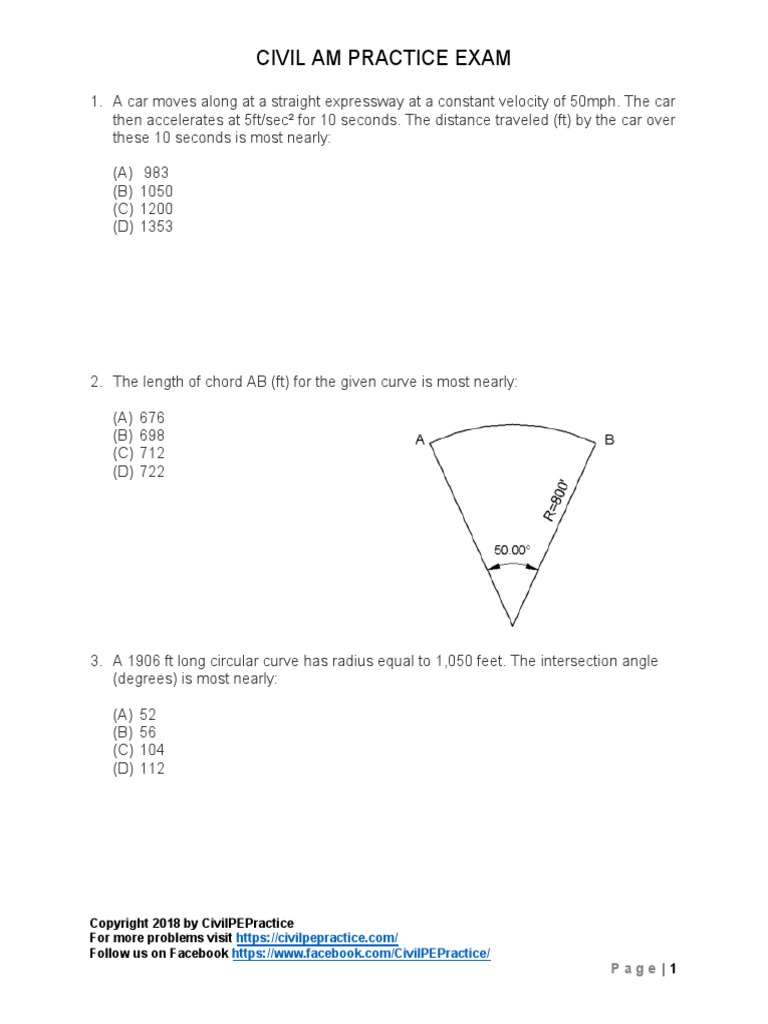 Civil PE Practice Exam Mini All | PDF | Structural Load | Concrete