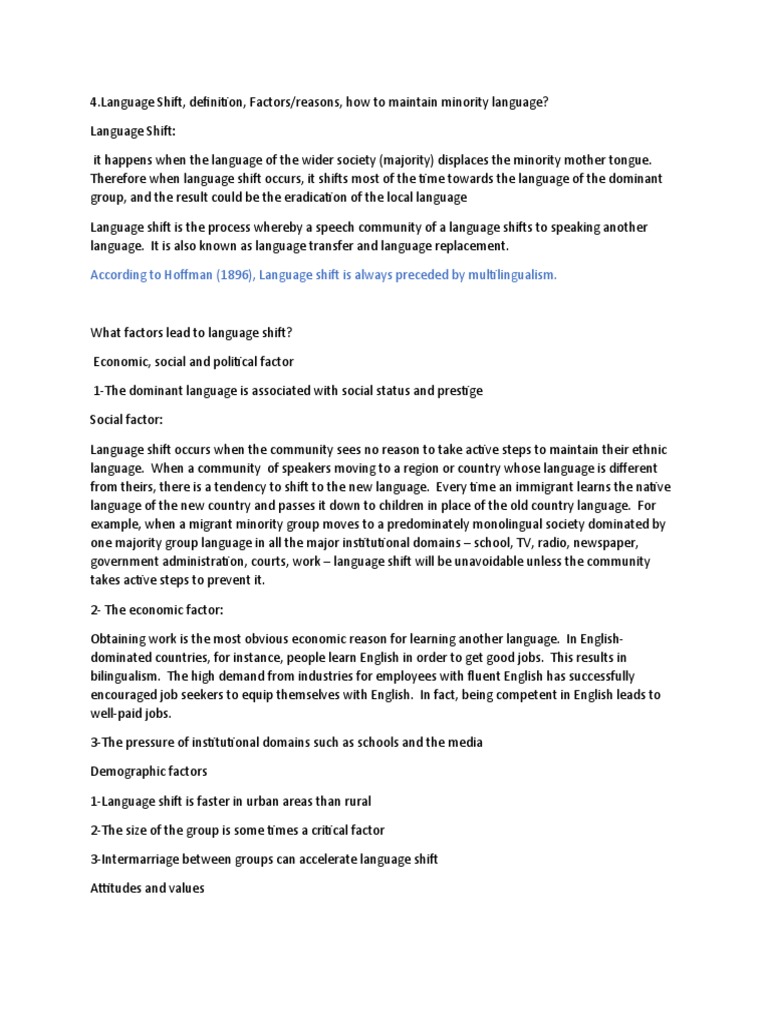 Language Shift, Factors | PDF | Minority Group | Multilingualism