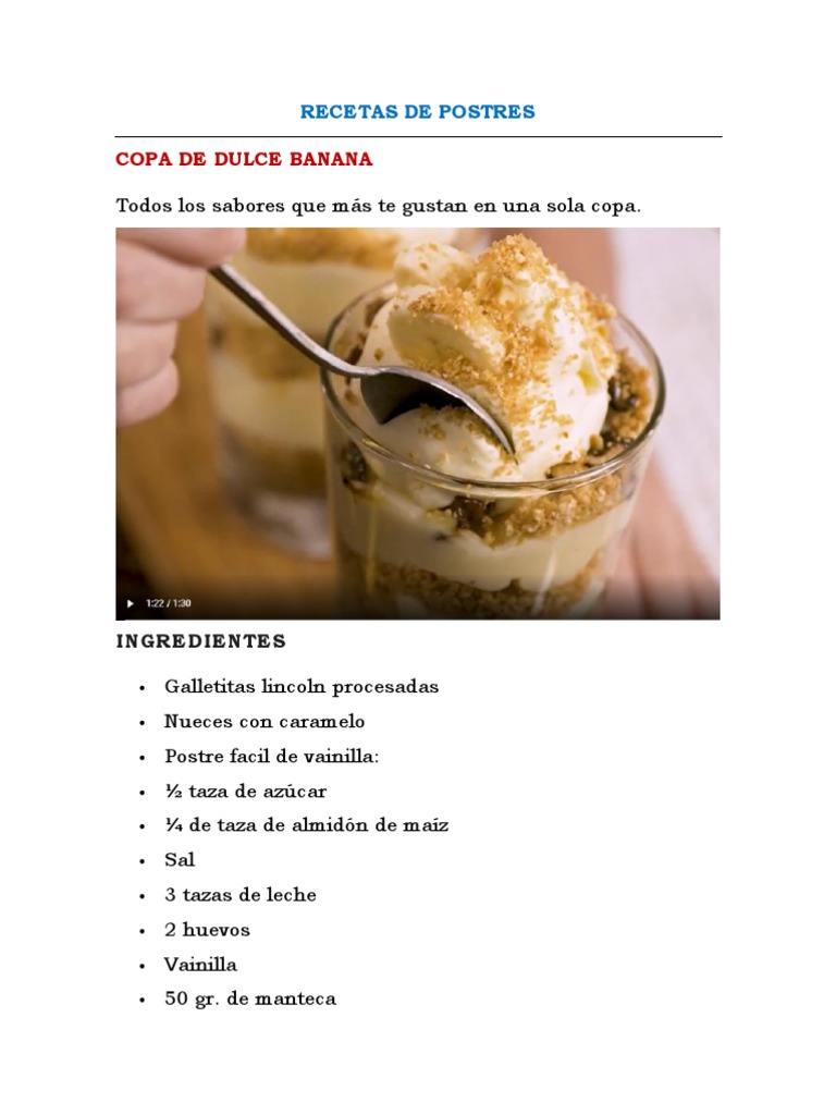 Recetas de Postres | PDF | Postres | Crema