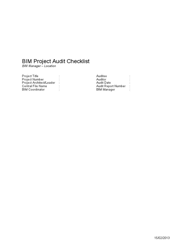 BIM Project Audit Checklist | PDF | Autodesk Revit | Audit