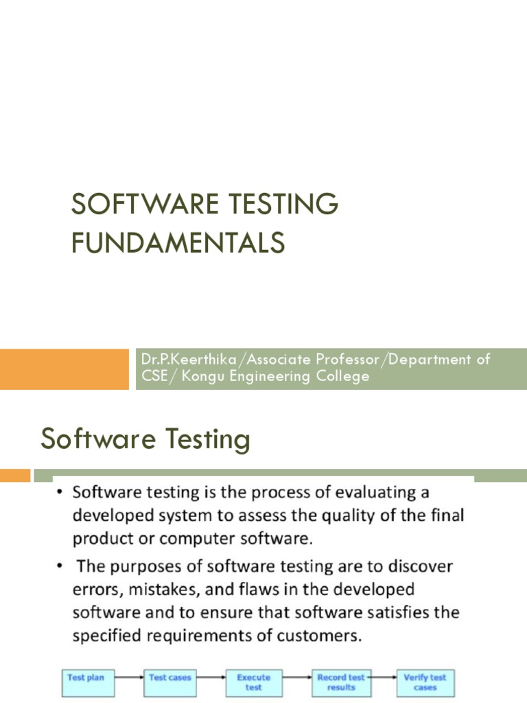 Software Testing Fundamentals | PDF | Software Testing | Systems Theory