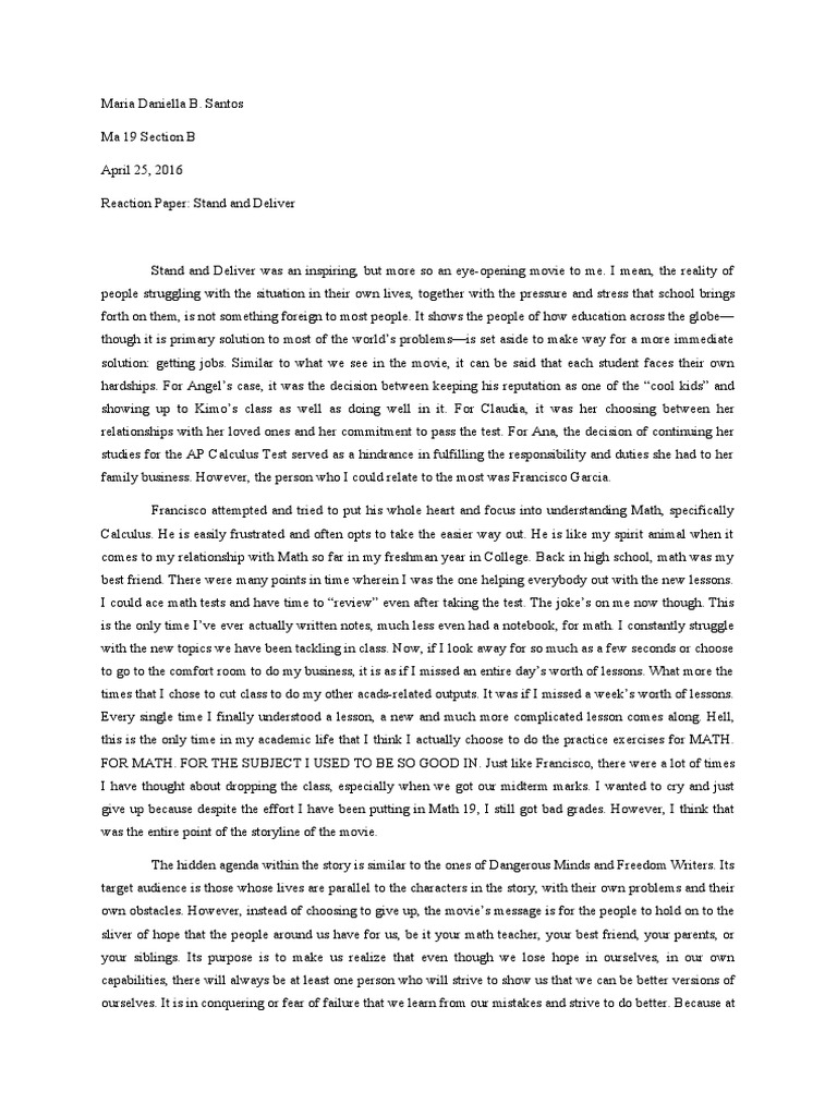 "Stand and Deliver: A Personal Reflection" | PDF | Further Education