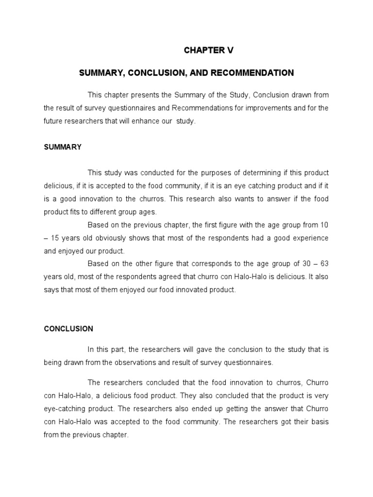 Summary, Conclusion, and Recommendation | PDF