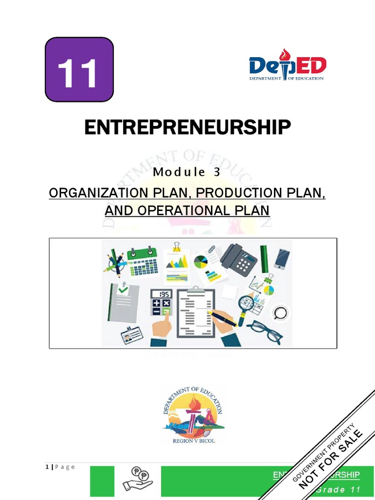 Entrepreneurship: Organization Plan, Production Plan, and Operational ...