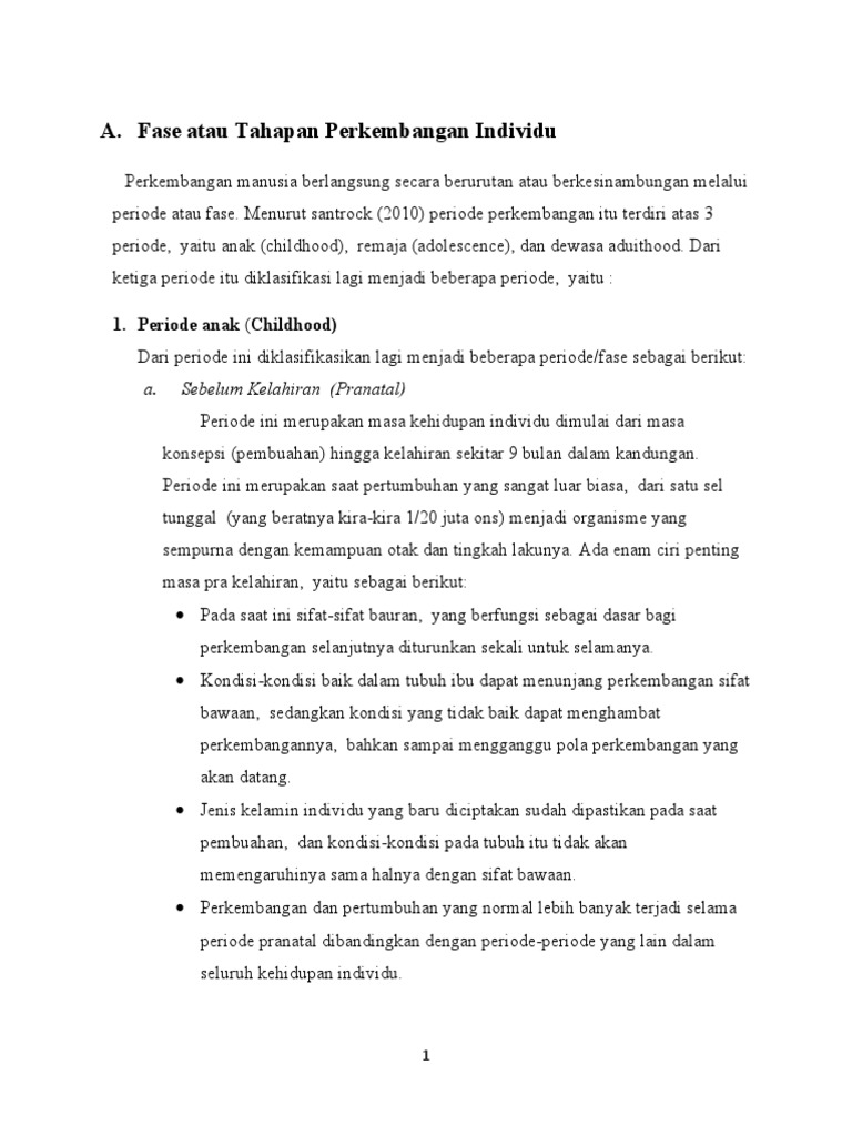 Fase Atau Tahapan Perkembangan Individu | PDF