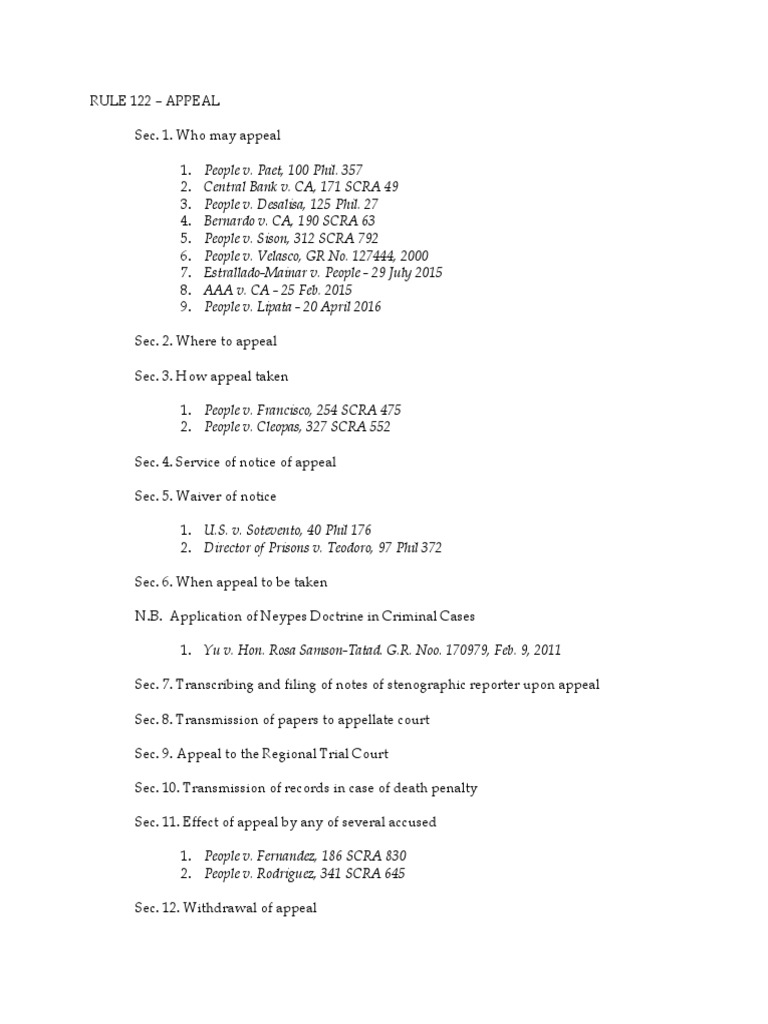 Rule 122 - Appealrule 123 - Procedure in Municipal Trial Courtsrule 124 ...