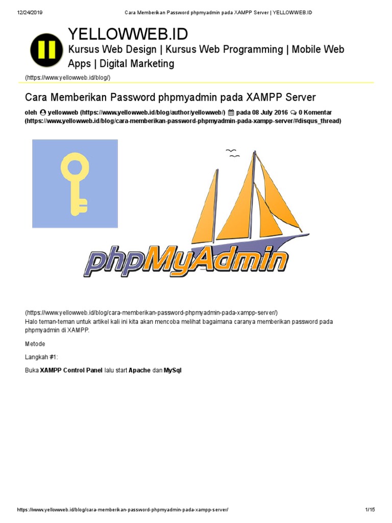 Cara Memberikan Password Phpmyadmin Pada XAMPP Server - YELLOWWEB - Id ...
