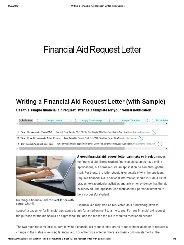 Financial Aid Request Letter Guide | PDF | Aids | Business