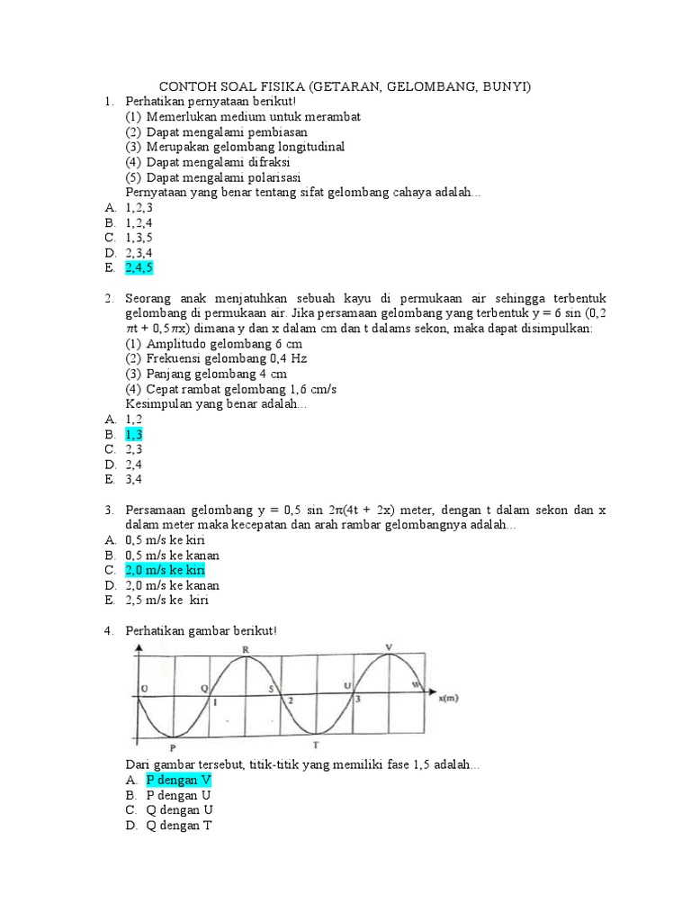 Contoh Soal Getaran, Gelombang, Bunyi | PDF