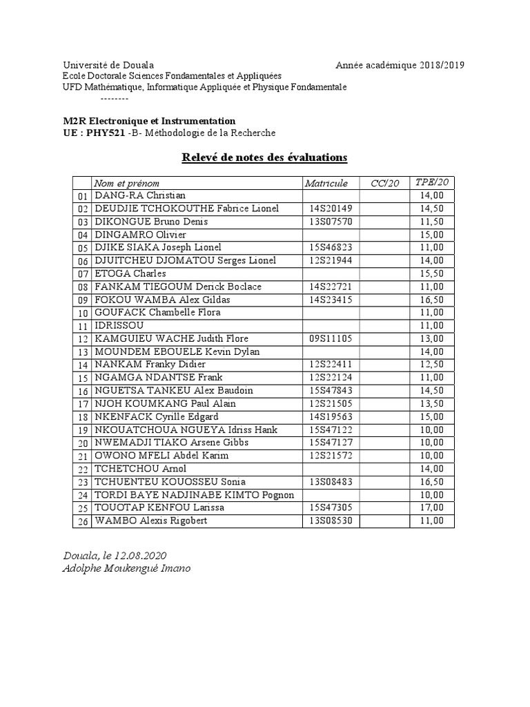 Liste TPE PHY521 MethRech 2020-1 | PDF | Enseignement des mathématiques | La nature
