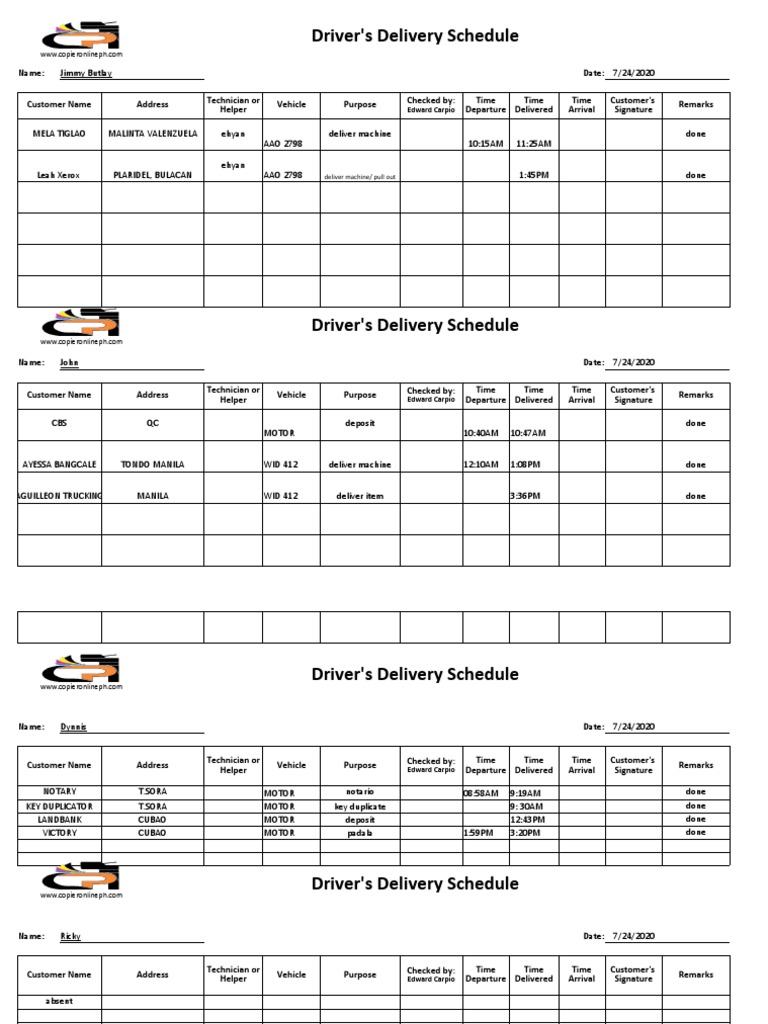 Driver's LOGBOOK | PDF | Transport | Business