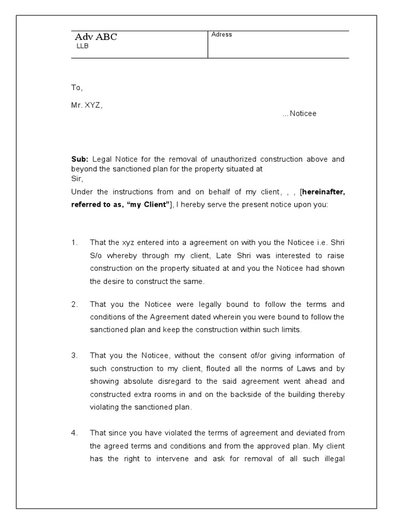 Sample Legal Notice | PDF | Public Law | Common Law