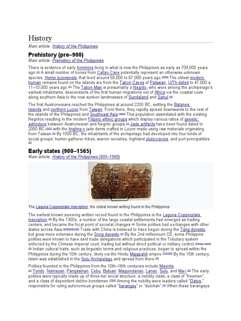History: Prehistory (Pre-900) | PDF | Philippines | Asia