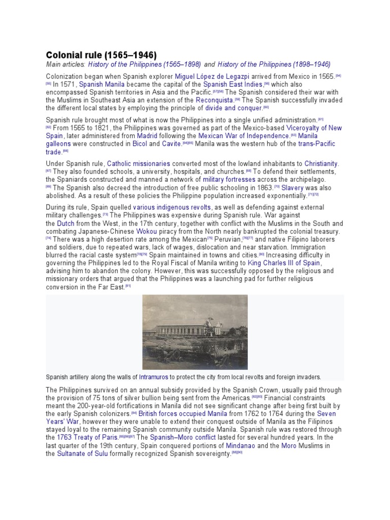 Colonial Rule (1565-1946) : History of The Philippines (1565-1898 ...