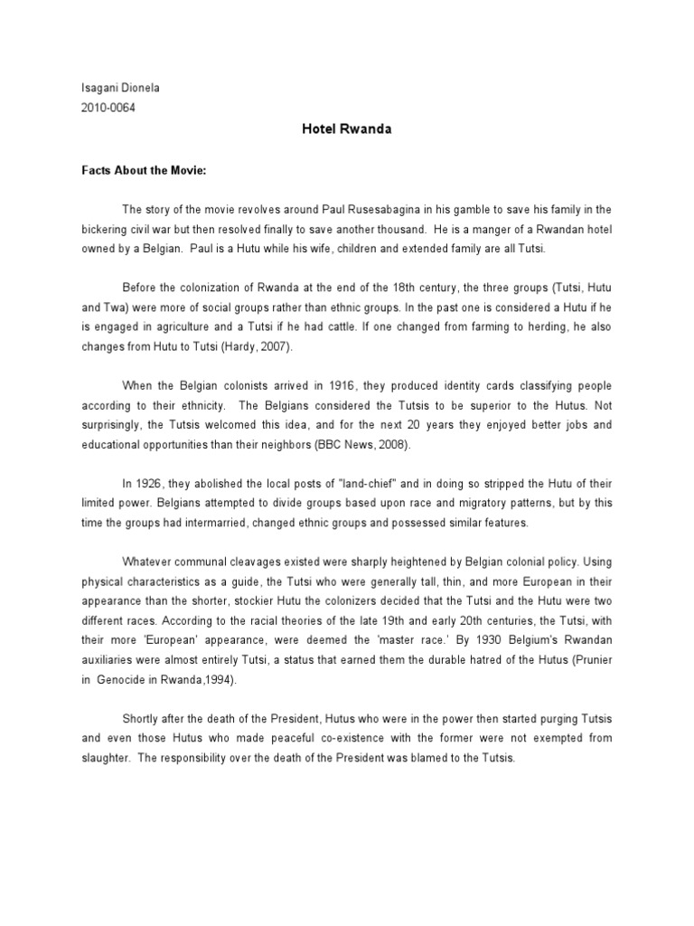 Hotel Rwanda: Genocide and Apathy | PDF | Hutu | Tutsi