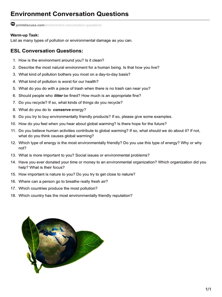 Environment Conversation Questions | PDF