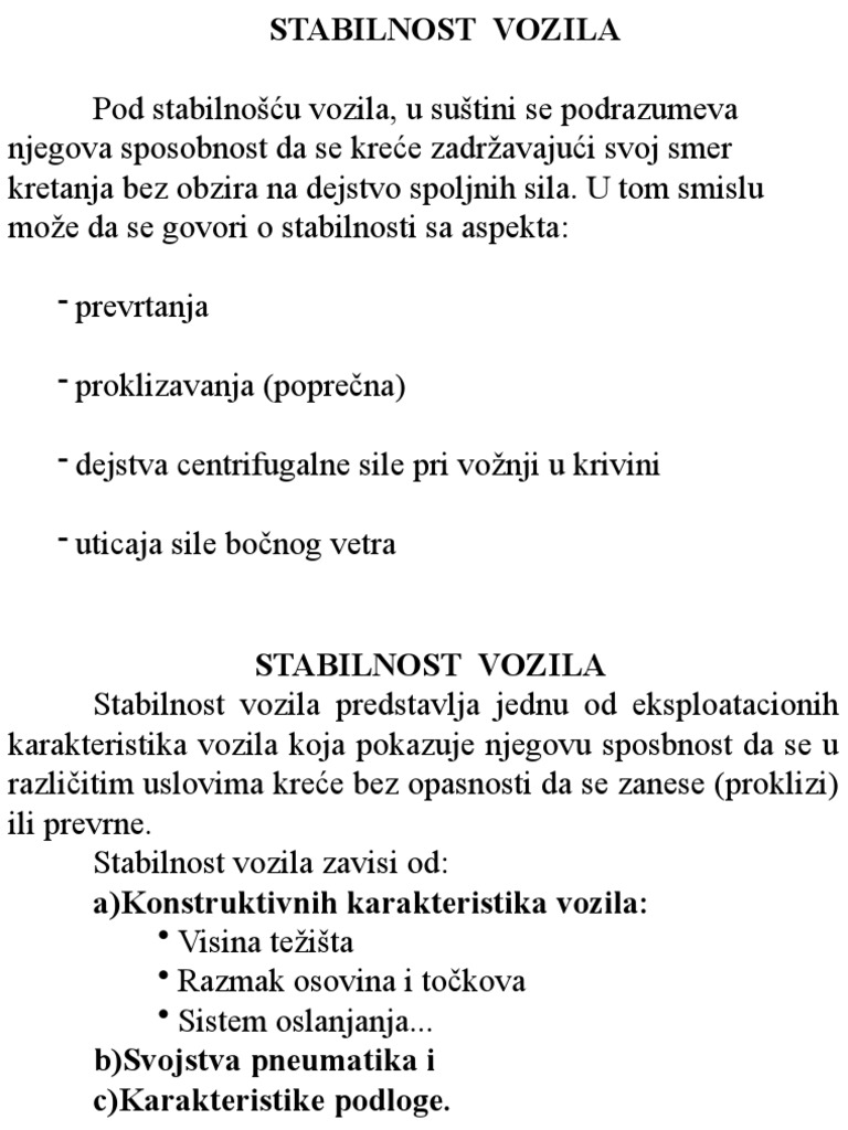 Stabilnost Vozila | PDF