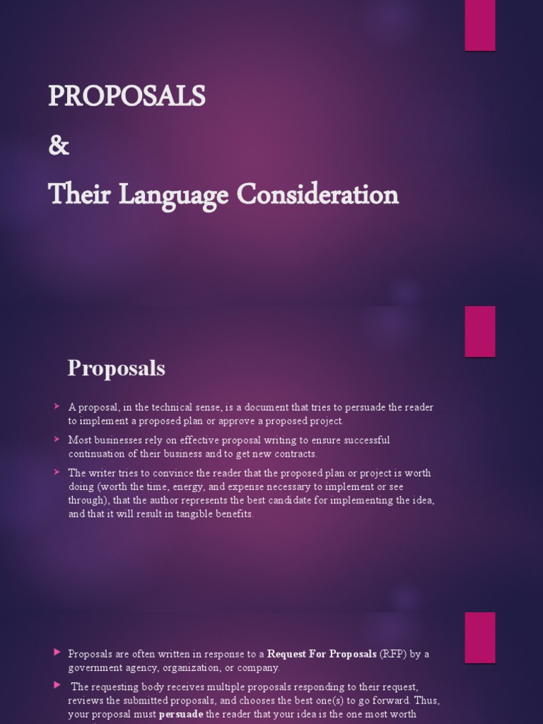 PROPOSALS and Their Language Consideration | PDF | Communication ...