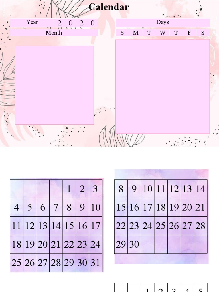 Year Days Month S M T W T F S | PDF