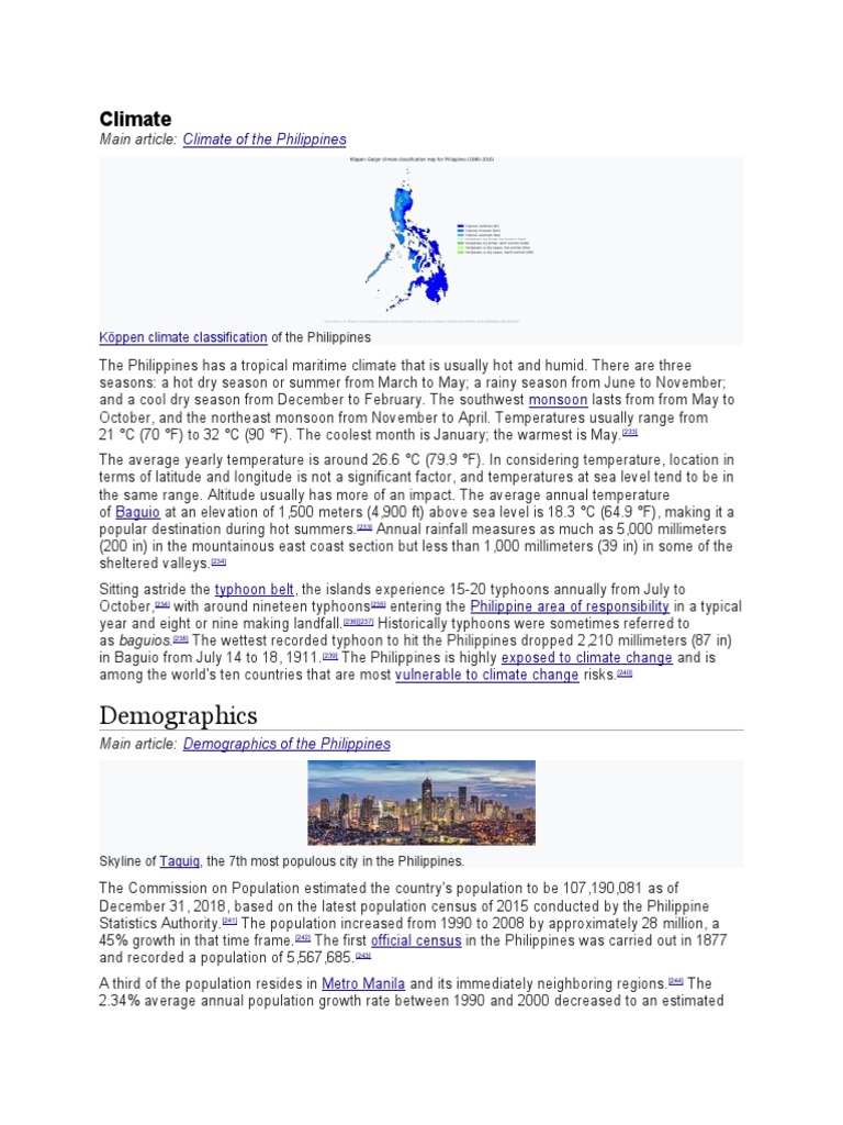 Demographics: Climate | PDF | Metro Manila | Philippines