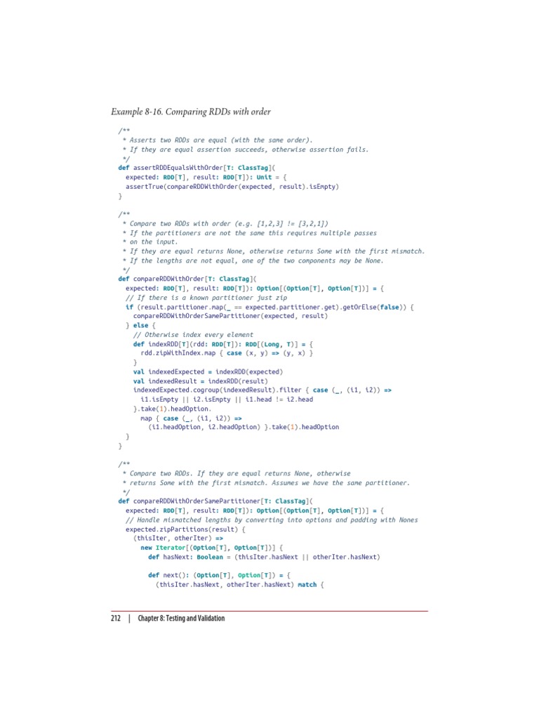 Example 8-16. Comparing Rdds With Order: T: Classtag RDD T RDD T Unit | PDF