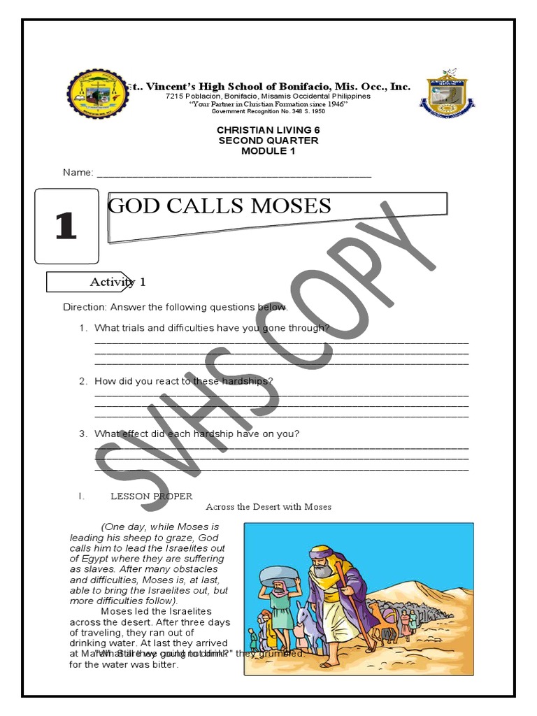 God Calls Moses: Activity 1 | PDF | Israelites | Moses