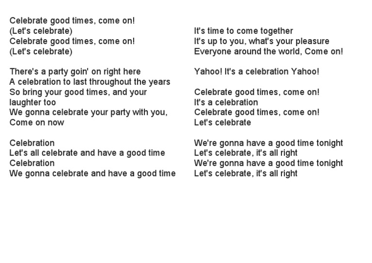 Celebrations Lyrics | PDF
