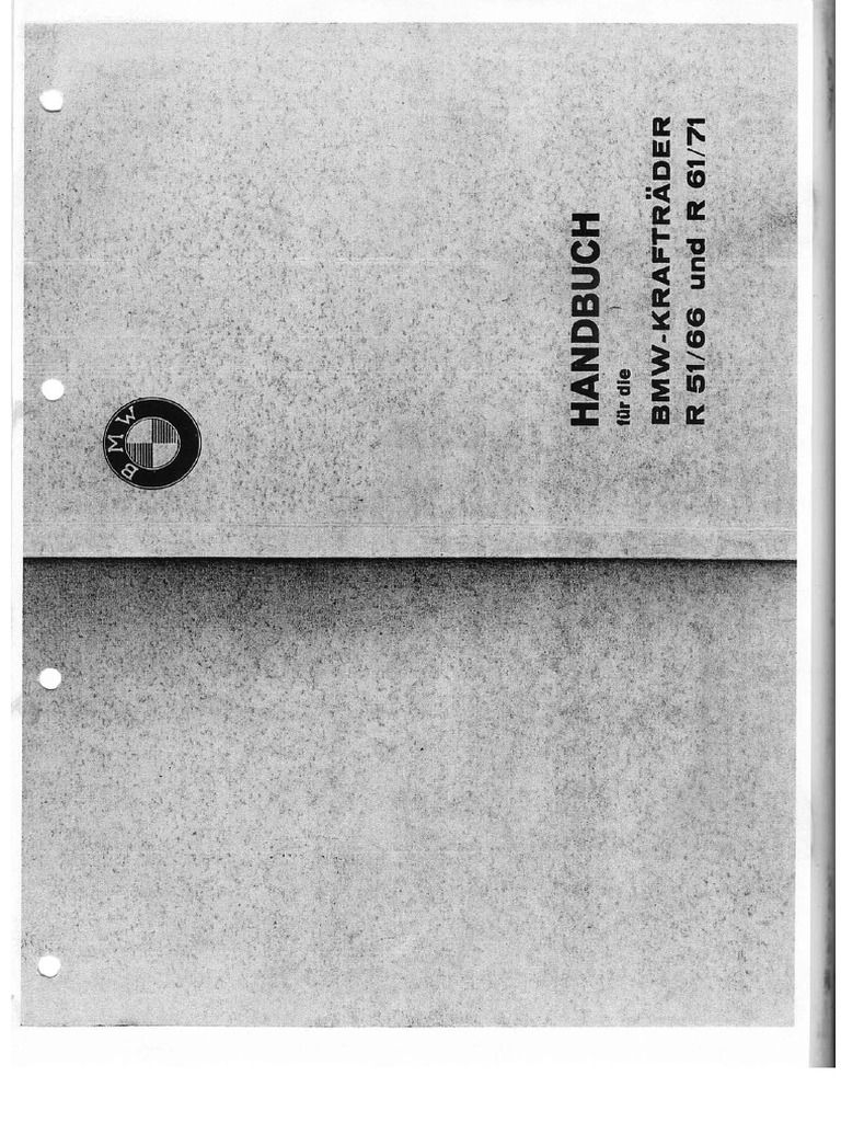 BMW R51 R61 R66 R71 Handbook 1938 German | PDF