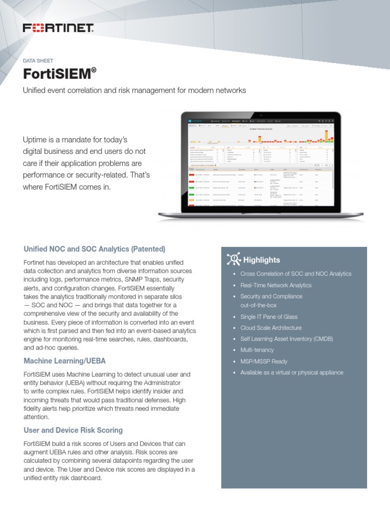 Fortisiem: Unified Event Correlation and Risk Management For Modern ...