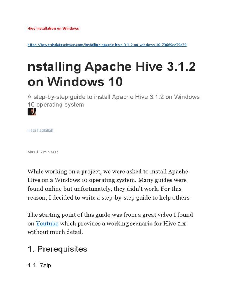 Hive Installation On Windows | PDF | Apache Hadoop | Computer Engineering