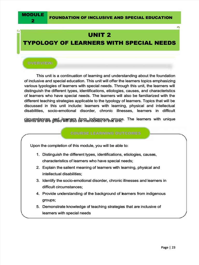 PDF Course Module 2 For Foundation of Inclusive and Special Education ...