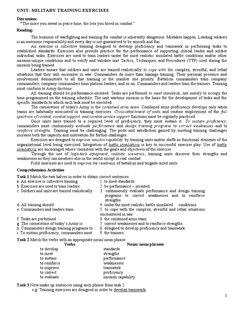 Unit: Military Training Exercises | PDF | Battalion | Battles